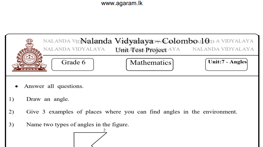Nalanda College Unit Test Papers Grade 6
